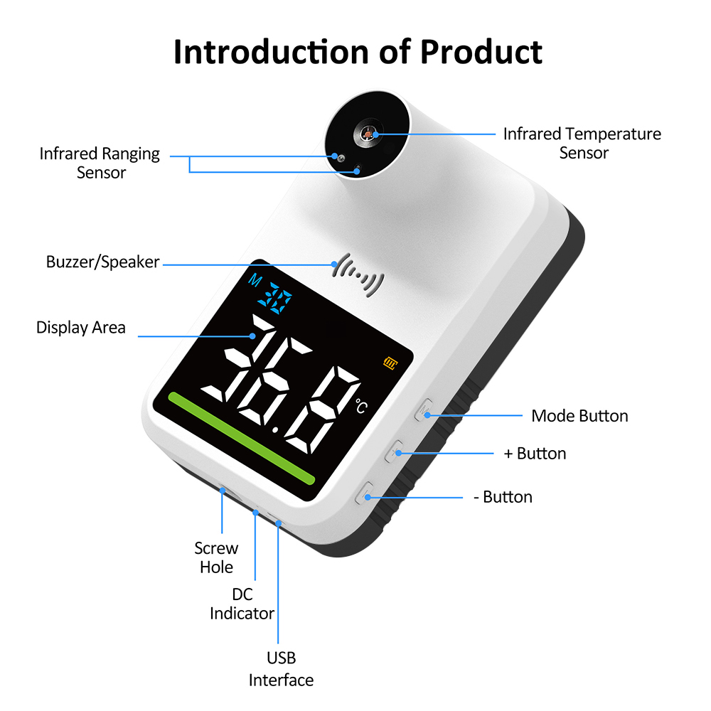 Wall Mounted Non-contact IR Thermometer with Multi-Language Voice ...