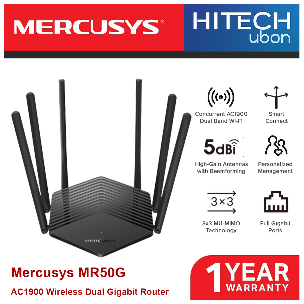 ประกัน 1 ปี TP-Link Mercusys MR50G AC1900 Wireless Dual Band Gigabit ...