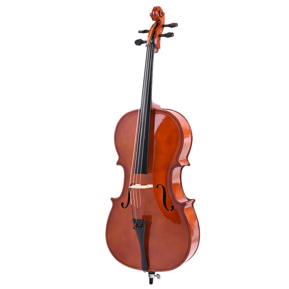 4/4 Full Size Wooden Cello Gloss Finish Basswood Face Board with Bow ...
