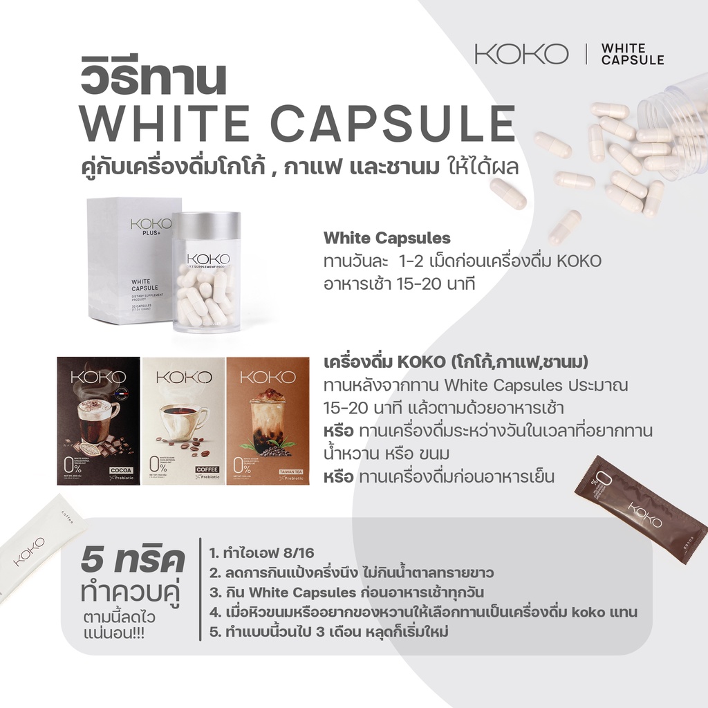 KOKO PLUS + WHITE Capsule (เม็ดขาว) ตัวช่วยลดน้ำหนักสารสกัดหลักจากธรรมชาติ สูตรใหม่ - getting ...