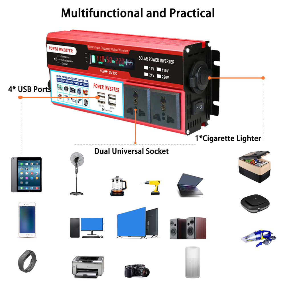 KNHK มัลติฟังก์ชั่นสมาร์ทพาวเวอร์อินเวอร์เตอร์ 6000W Transfor DC12V/24V ...