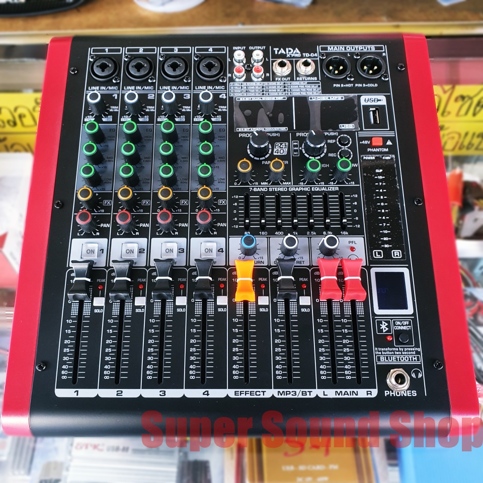 มิกเซอร์ 4 ช่อง ยี้ห้อ TADA รุ่น TD-04 เครื่องเสียง Mixer เครื่องผสมเสียง มิกเซอร์ 4ch มิกซ์ขยาย ...