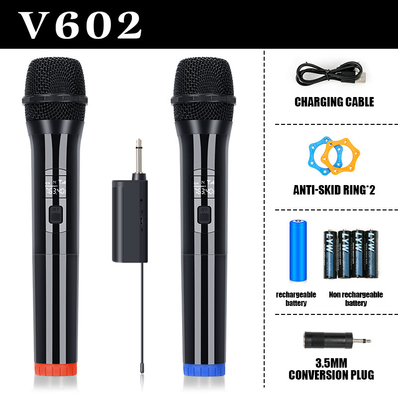 V601/V602/V604 ไมโครโฟนไร้สาย 1 ถึง 2 UHF FM ระยะรับ 50M ใช้ได้กับครอบครัว/KTV/ร้องเพลงกลางแจ้ง ...