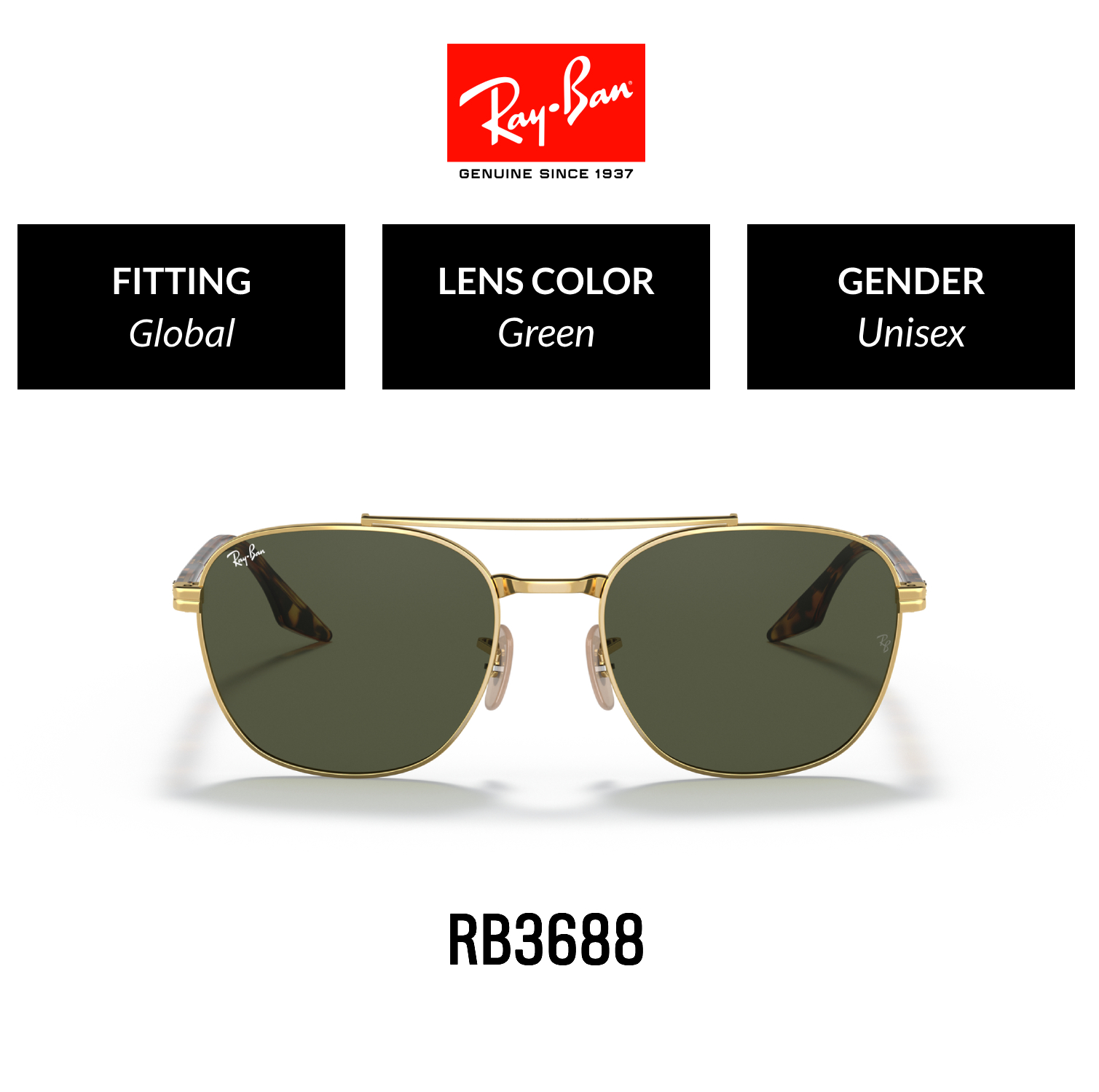 RAY-BAN RB3688 001/31 55 - Sunglasses | Lazada.co.th