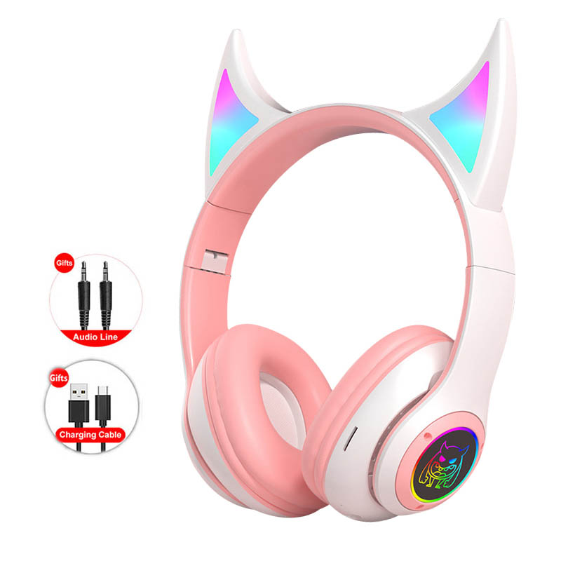 Devil Ear หูฟังไร้สายพร้อมไมโครโฟน Fone Glow Light สเตอริโอเบสเด็ก ...