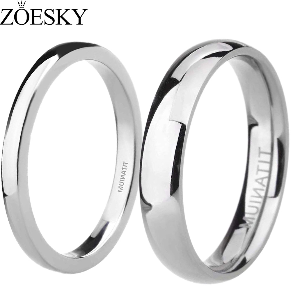 ZOESKY Titanium Ring 2mm 4mm Plain Dome High Polished Wedding Band ...