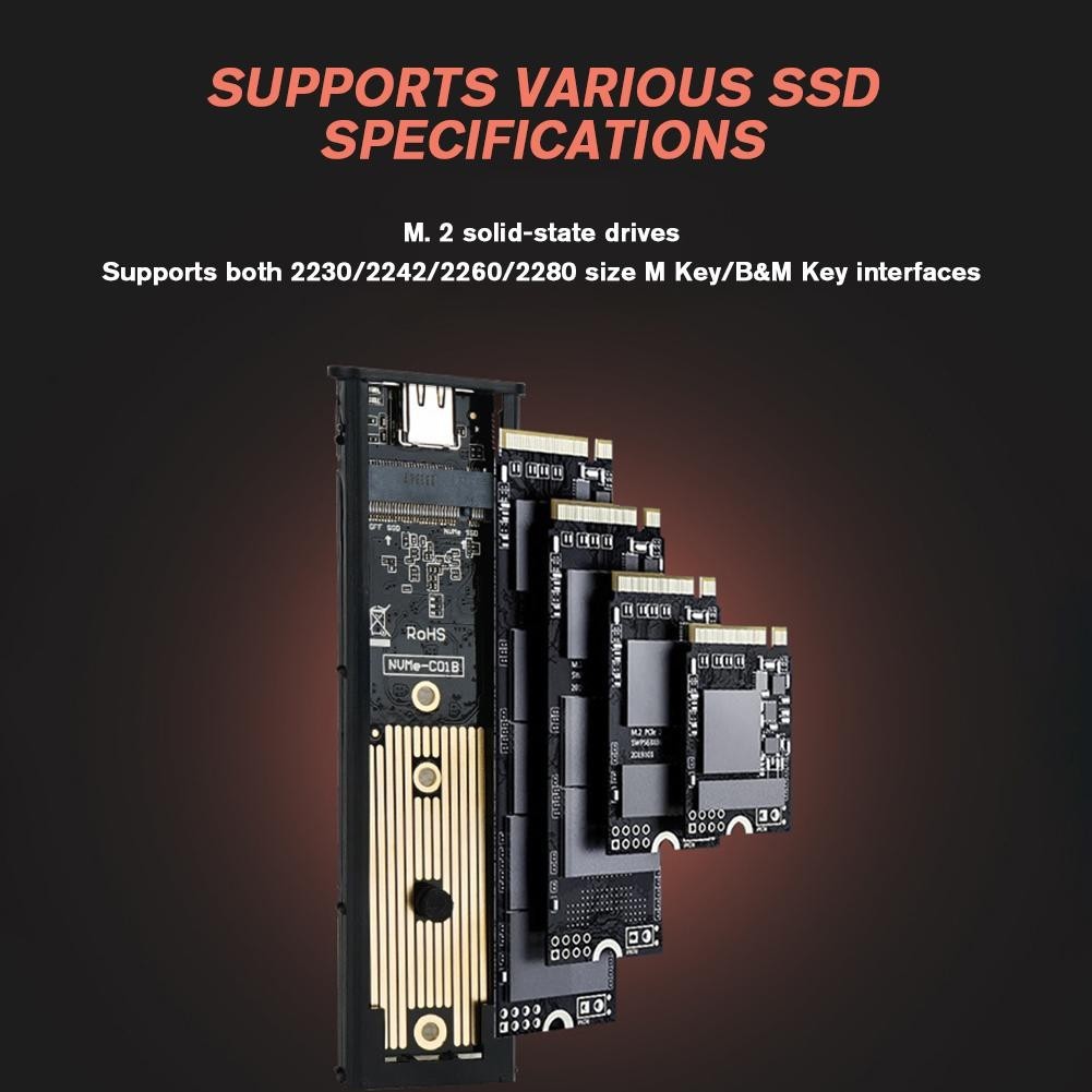 M2 Nvme Sata Ssd Enclosure Adapter Dual Protocol 10gbps Usb 31 ประเภท C ภายนอก Enclosure สําหรับ ...