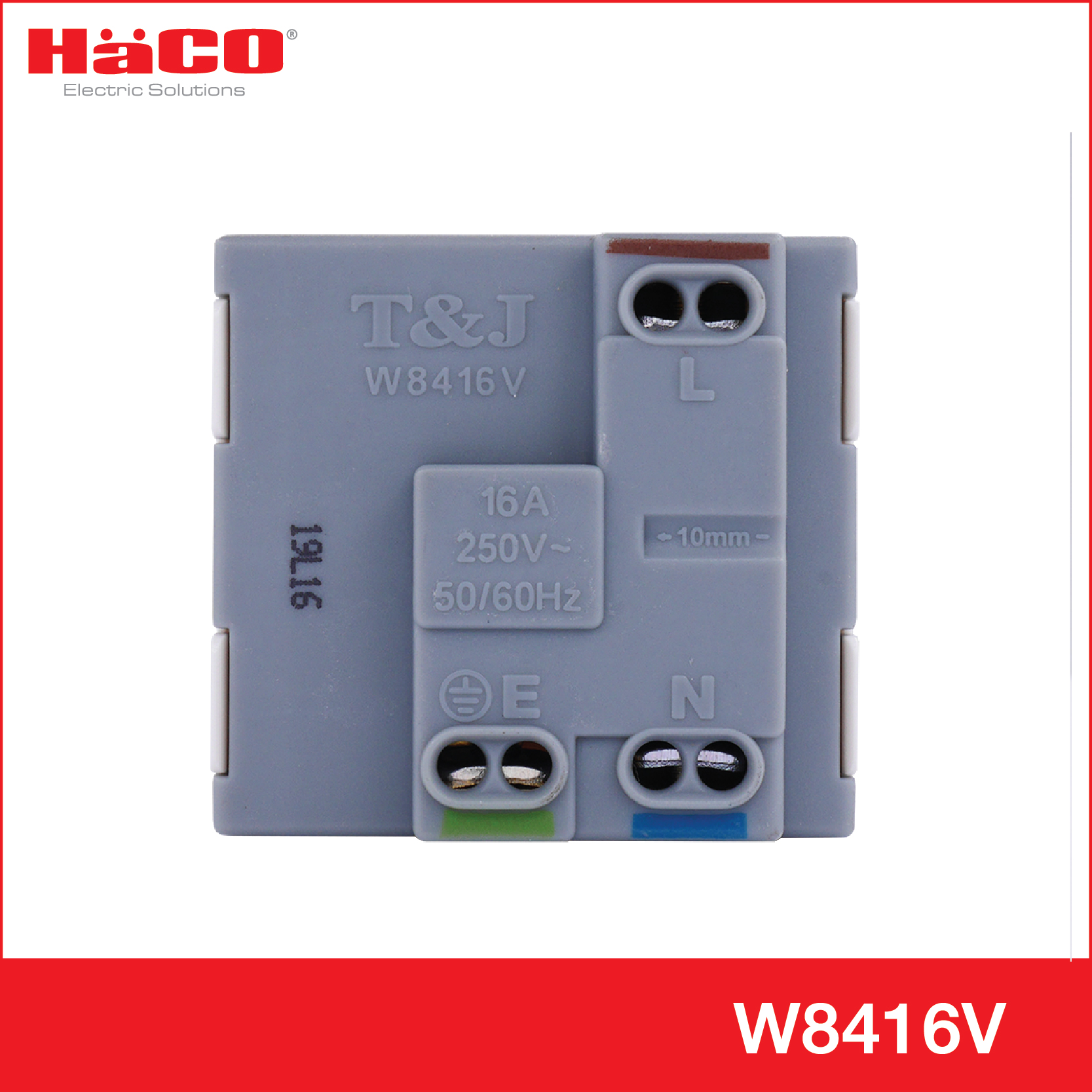 HACO-W8416V. เต้ารับเดี่ยวมีกราวน์ 3 ขา (White) พร้อมม่านนิรภัย - HacoElectric - ThaiPick