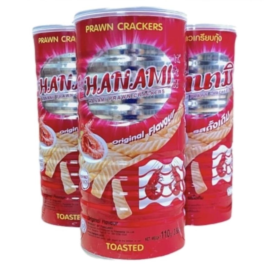 ฮานามิ ข้าวเกรียบกุ้ง รส โนริสาหร่าย กระป๋องสีเขียว HANAMI PRAWN ...