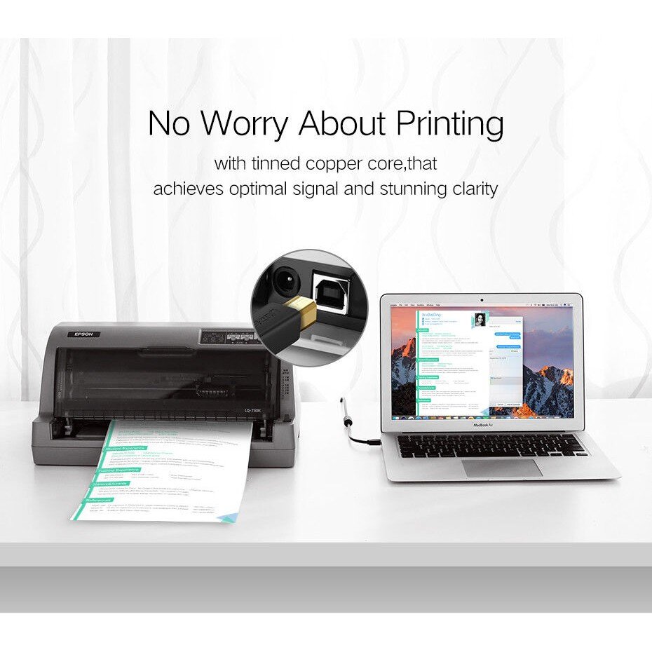 Ugreen USB 2.0 Printer Cable Scanner Cord USB A Male to B Male 5m ...