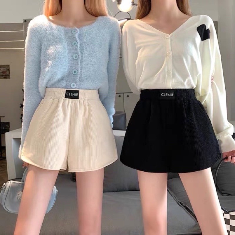 กางเกงขาสั้น ป้ายK ผ้าลูกฟูก เอวสูง แต่งเอวCLENIE เว้าขา #9099 - เอซี ...