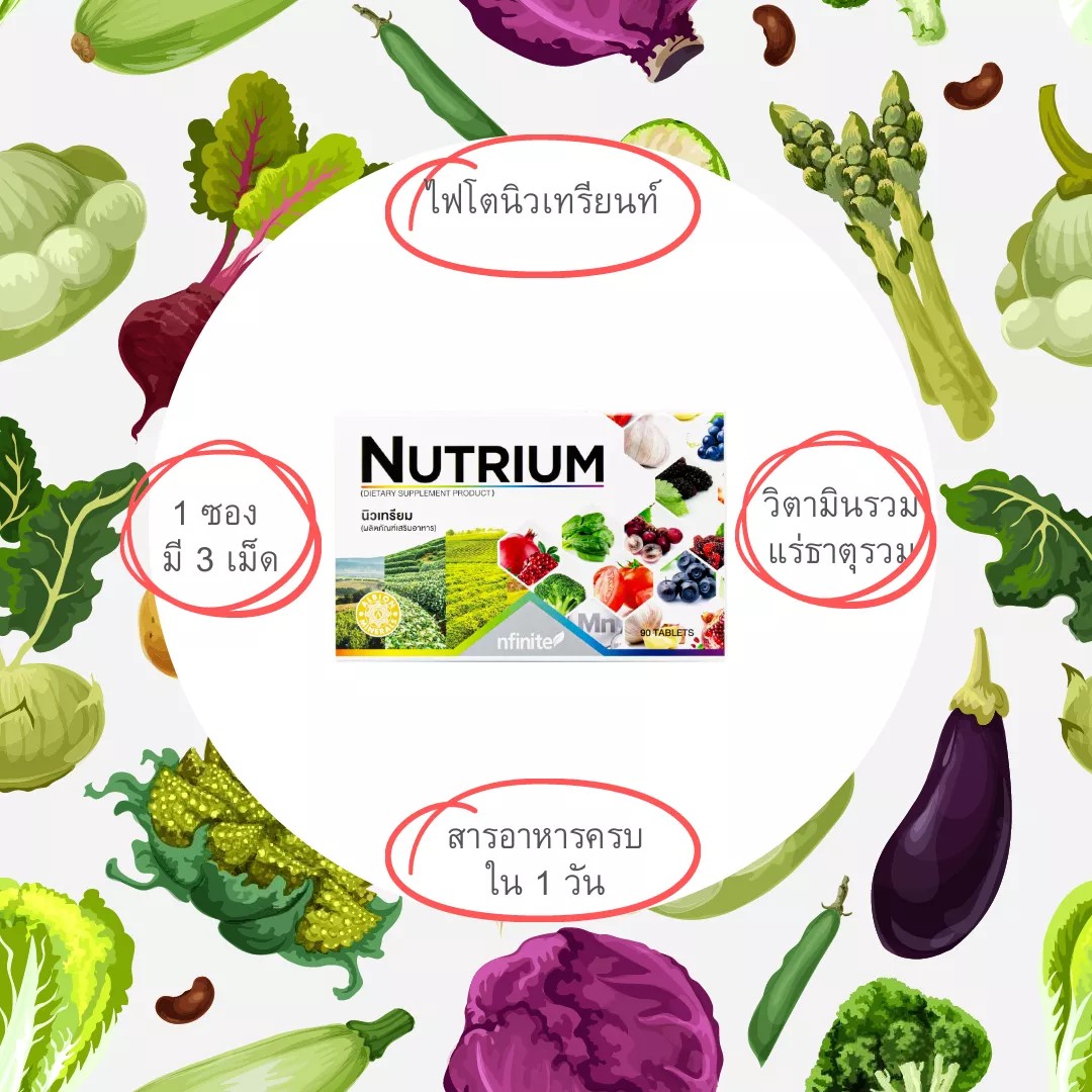 Nutrium นิวเทรียม 1 กล่อง จำนวนสุทธิ 90 เม็ด (น้ำหนักสุทธิ 64.95 กรัม ...