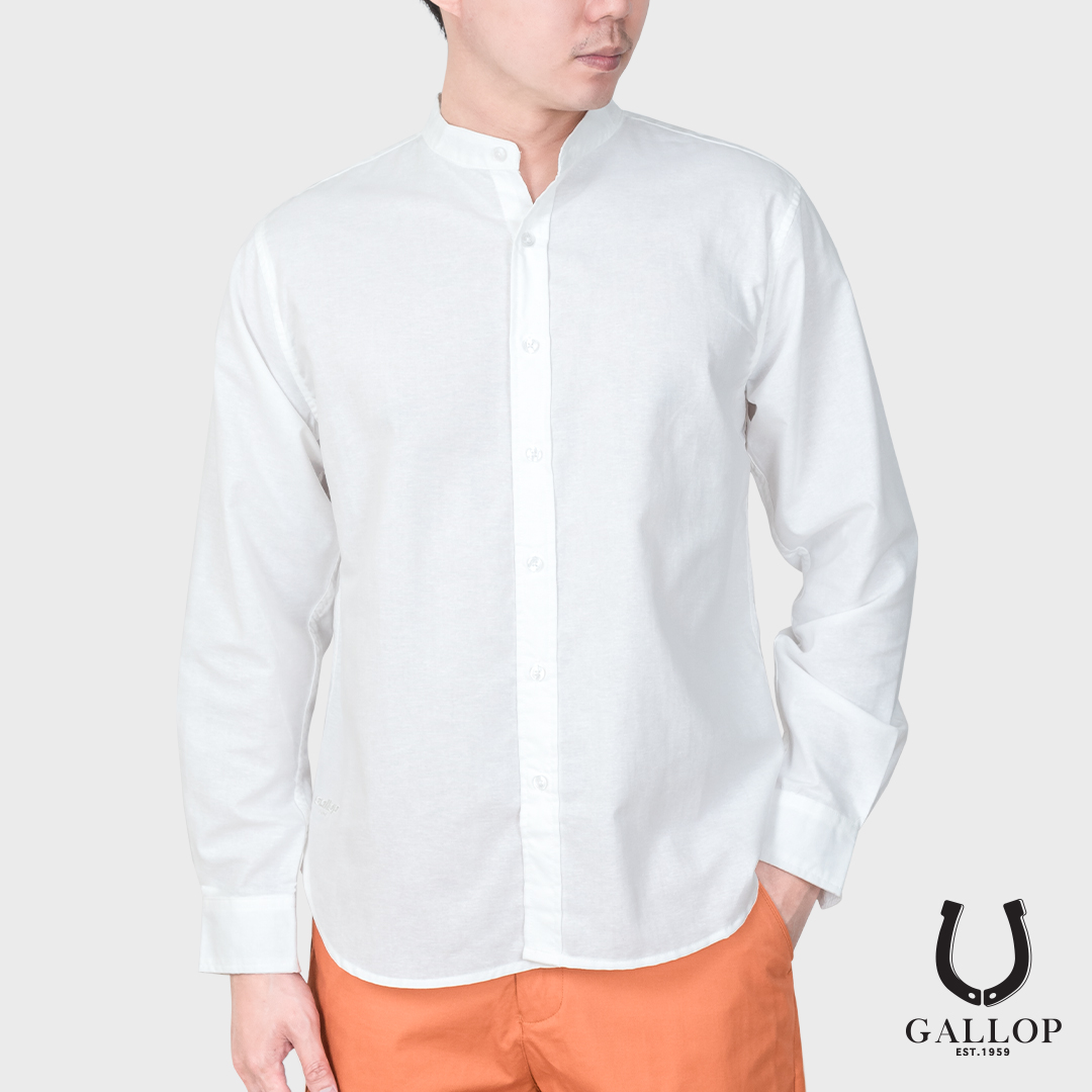 GALLOP : OXFORD CASUAL MANDARIN COLLAR SHIRT เสื้อเชิ๊ตคอจีนแขนยาว รุ่น ...