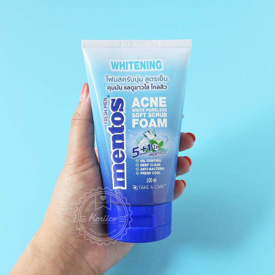 [New] Mentos Facial Foam Soft Scrub Acne White Poreless 50 ml. Koriico ...