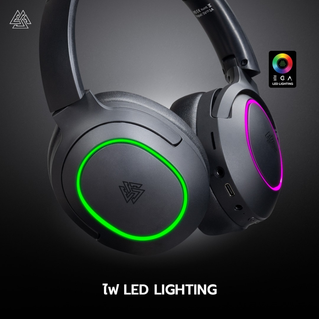 EGA TYPE H14 หูฟังเกมมิ่งไร้สาย Gaming Headset เสียงเสมือน 7.1 ไฟ RGB ...