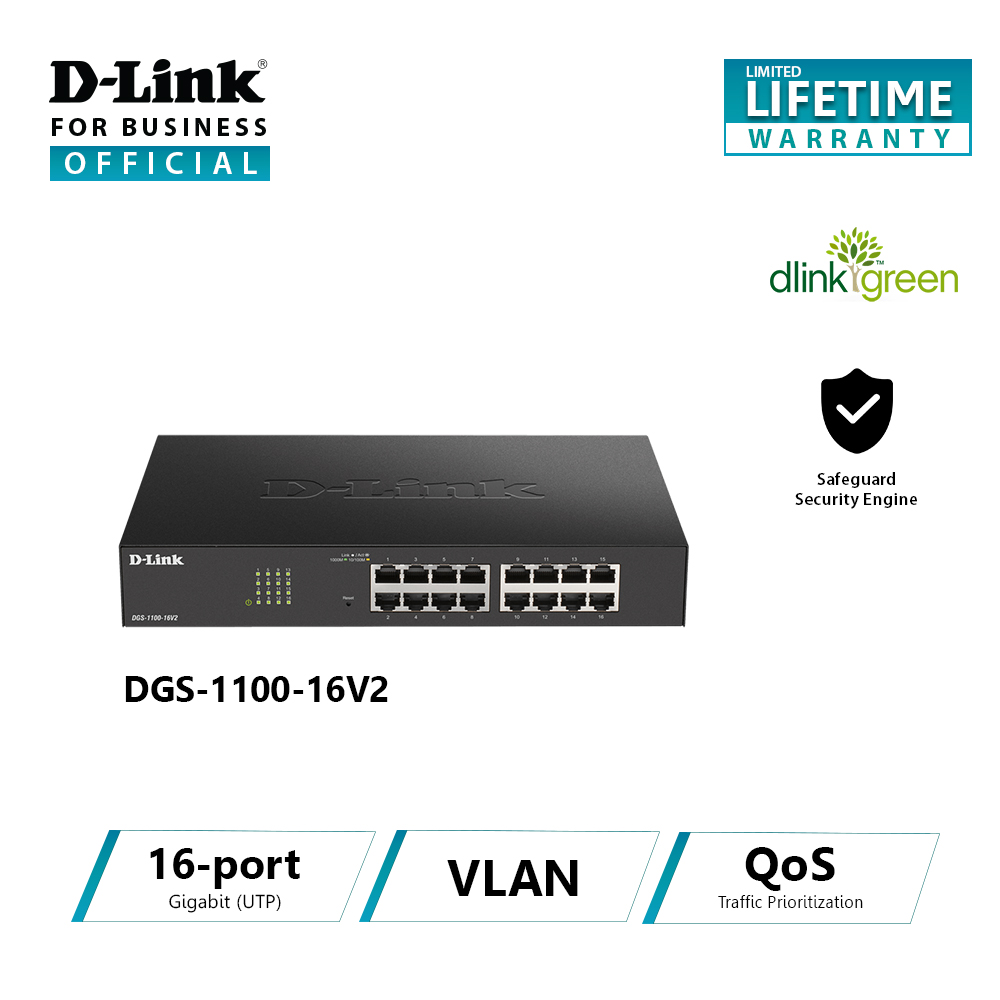 D-Link DGS-1100-16V2 16-Port Gigabit Smart Managed Switch | Lazada.co.th
