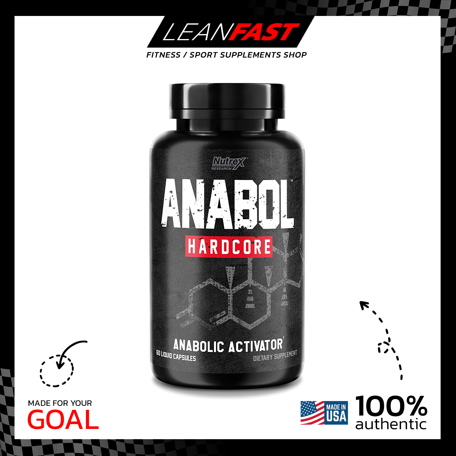 Nutrex Research : Anabol Hardcore 60 capsules, สร้างกล้ามเน้นๆ แน่นๆ ...