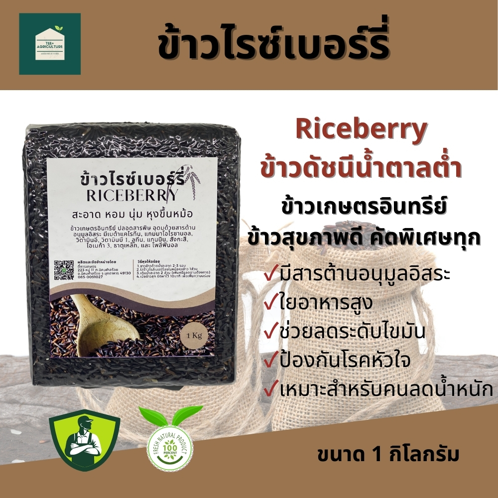 Riceberry ข้าวไรซ์เบอร์รี่ เกษตรอินทรีย์ ปลอดสารพิษ สะอาด หอม นุ่ม หุง ...
