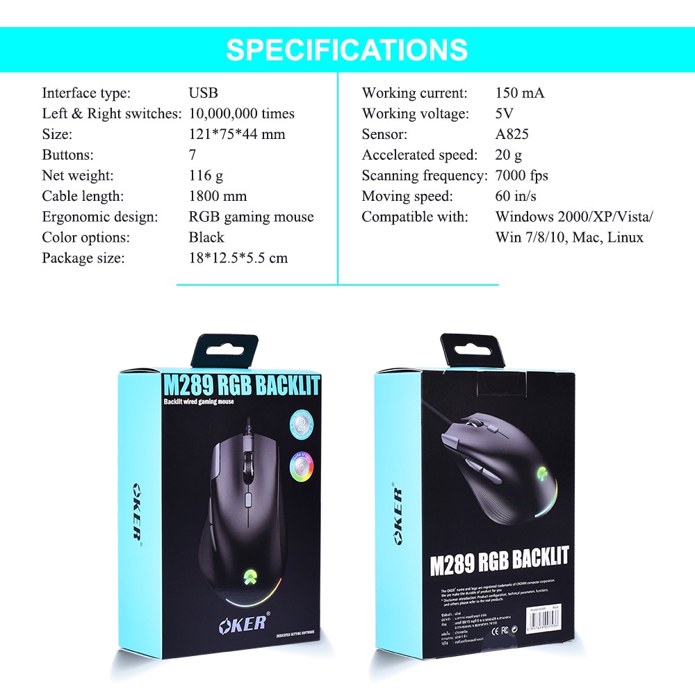 OKER M289 MOUSE GAMING RGB BACKLIT (G7227) เมาส์ เกมมิ่ง ไฟ RGB เมาส์มี ...