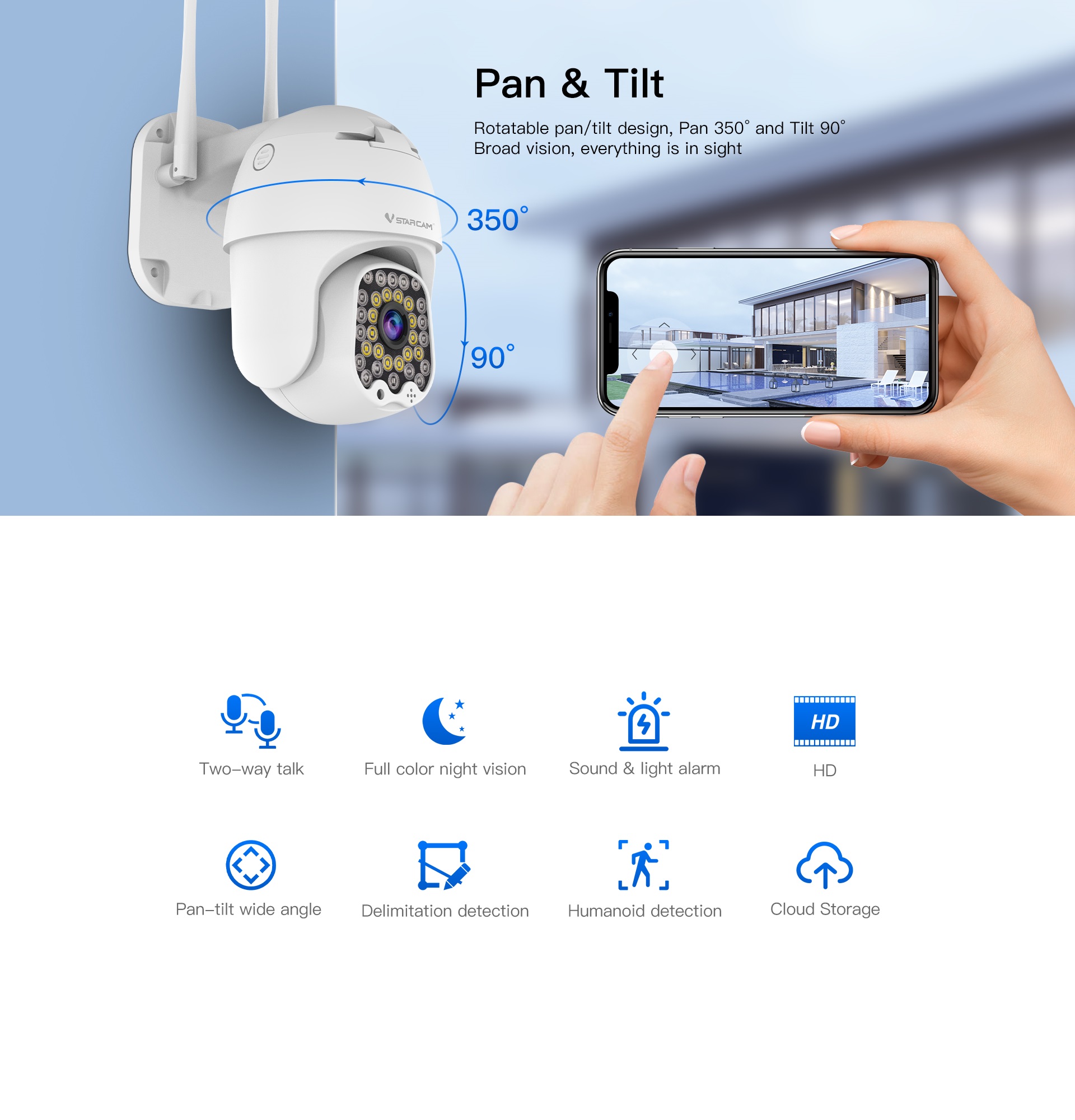 VSTARCAM CS664 กล้องวงจรปิดไร้สาย ความละเอียด 3MP (1296p) ภาพสี มี Ai ตรวจจับคนและสัญญาณเตือน ...