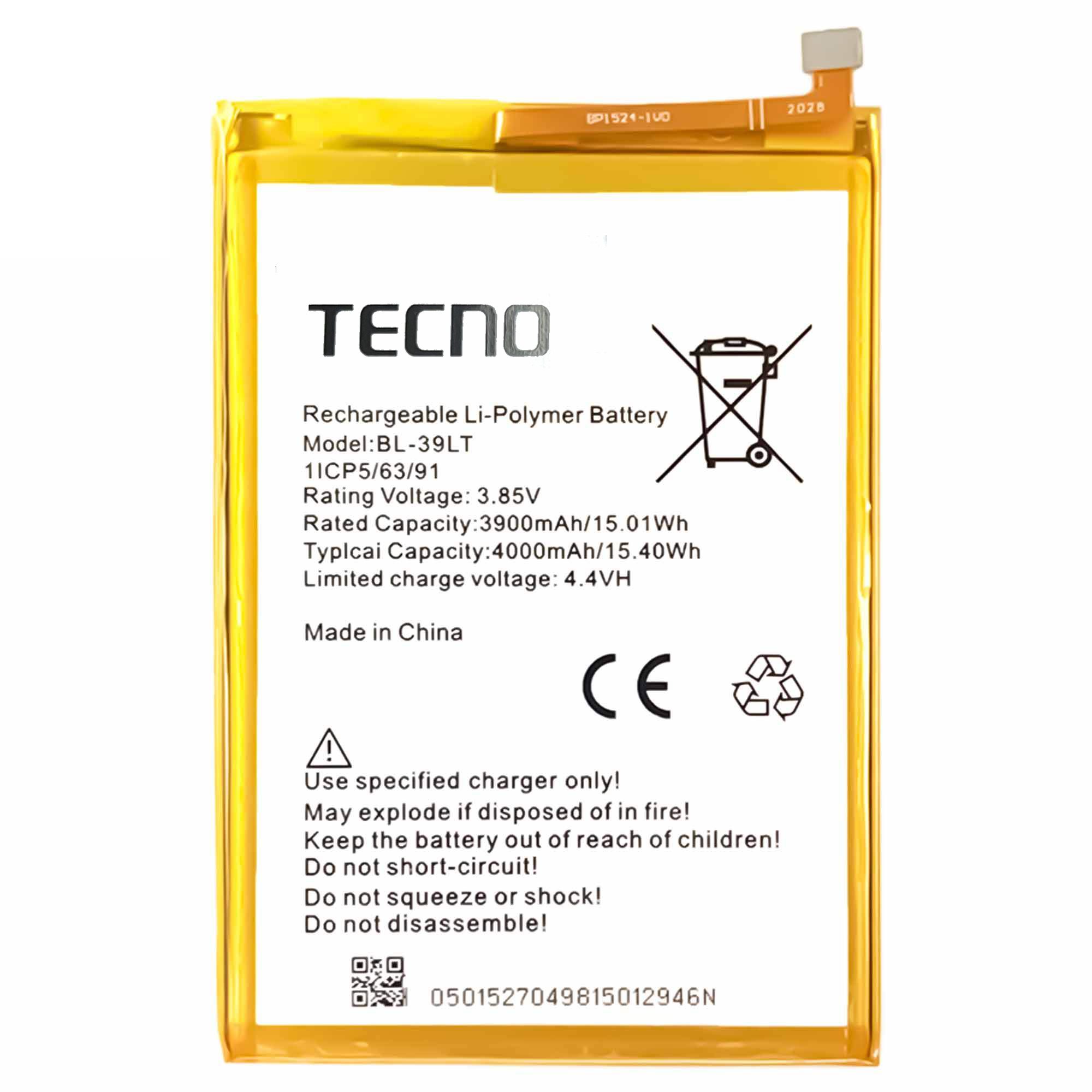 แบตเตอรี่ แท้ Tecno Spark 4 Camon 12 CC7 KC2 battery แบต BL-39LT ...