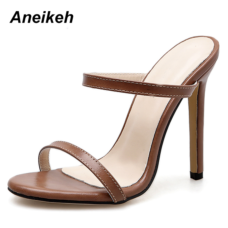 Aneikeh 2022 Women Sandals Stiletto High Heel Shoes Strap Ankle Wrap Ol