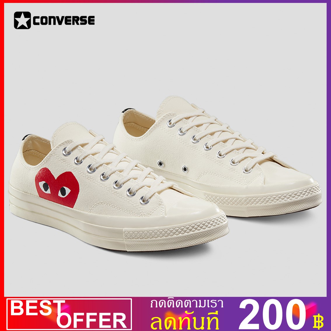 [[ ลิขสิทธิ์แท้ ]] Converse X Comme des Garçons Chuck 70 Play Low Top ...