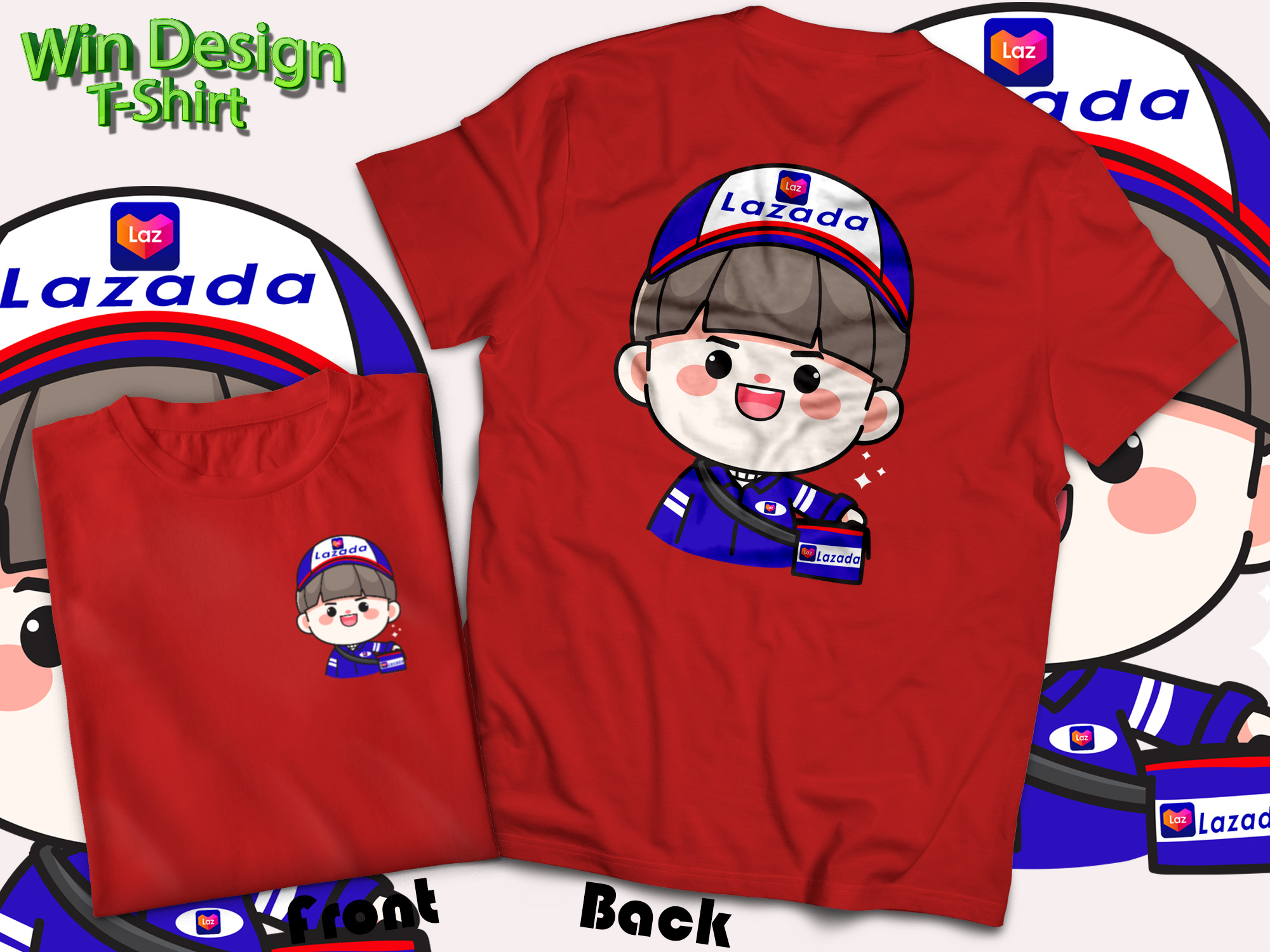 เสื้อLazada cartoon boy ผ้าคอตตอน100% ผ้าหนานุ่ม | Lazada.co.th