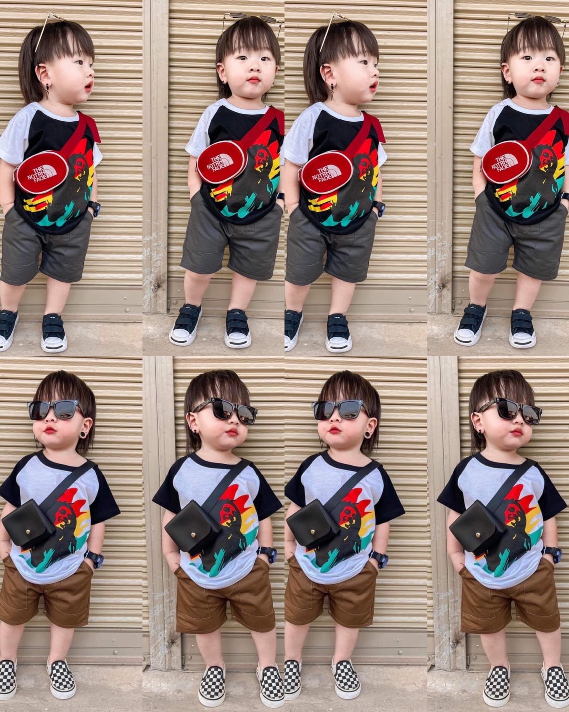 ชุดเซ็ทเด็กวินเทจลายบ็อบมาเล่ทูโทนเสื้อพร้อมกางเกง - Fahty Shops - ThaiPick