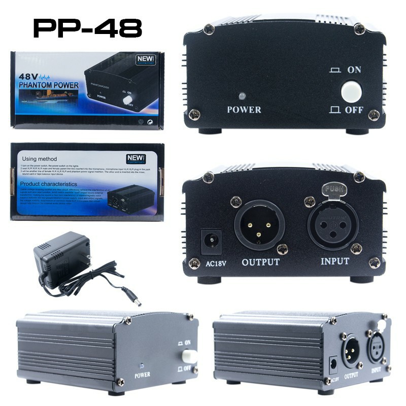 Phantom Power 48V ตัวจ่ายไฟเพิ่มสำหรับ ไมค์อัดเสียง Mic Condenser - WW ...