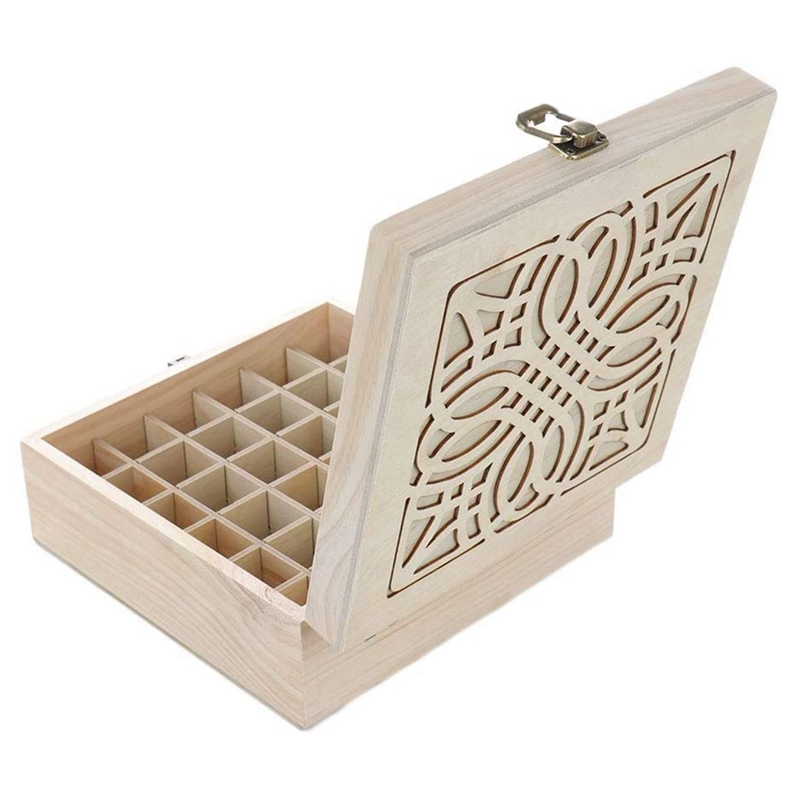 36Slot Essential Oil Wooden Storage Box Travel Display Case Holder Wood ...