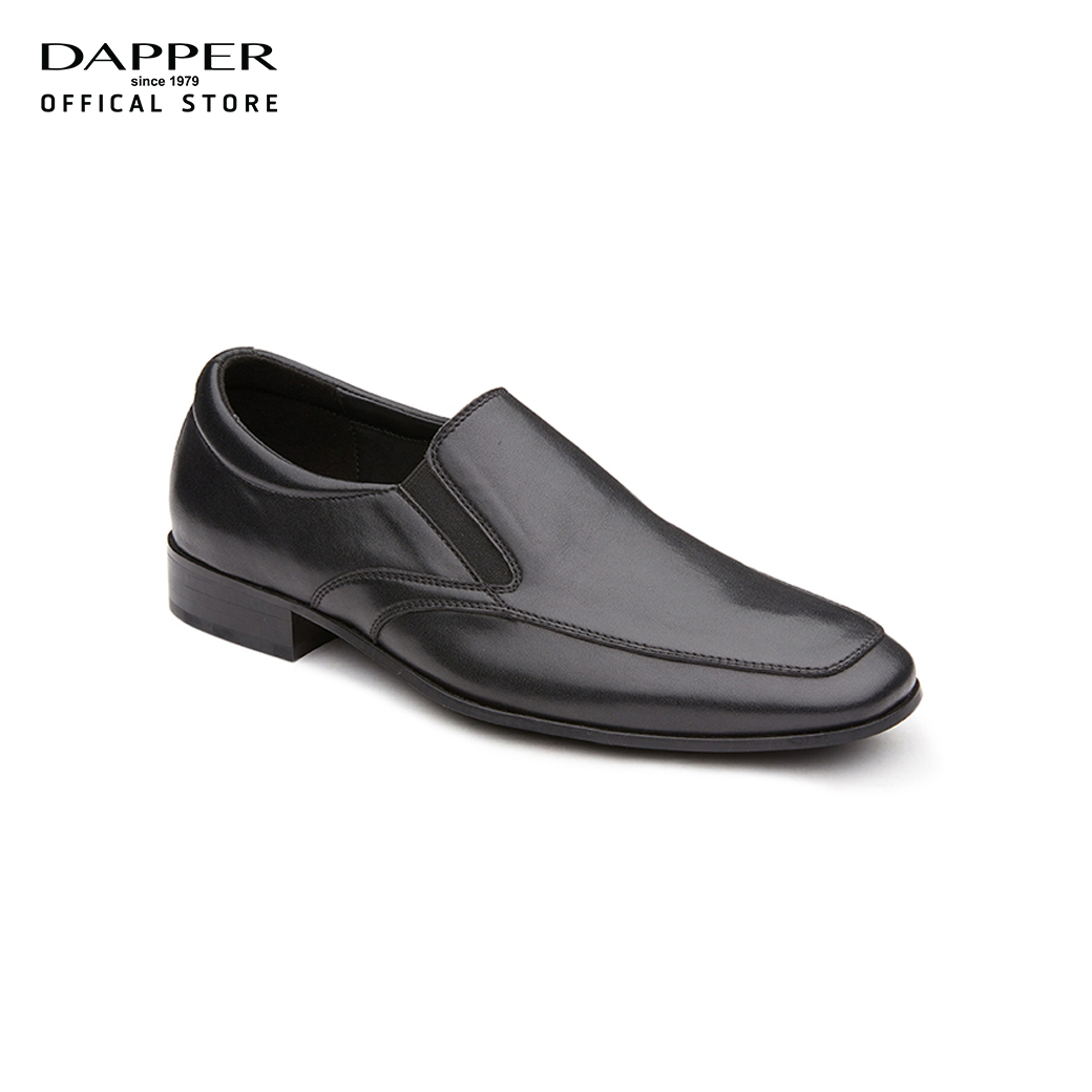 SALE!!DAPPER รองเท้าหนังทำงานแบบสวม Plain-Toe Loafers Tech-Leather สีดำ ...