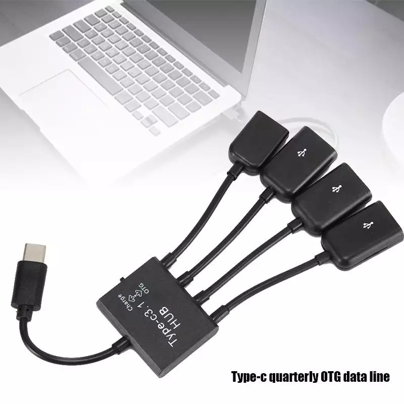 สายแปลง Type C OTG hub แบบมีไฟเลี้ยงด้วย Type C Cable 3 in 1 USB C Type ...