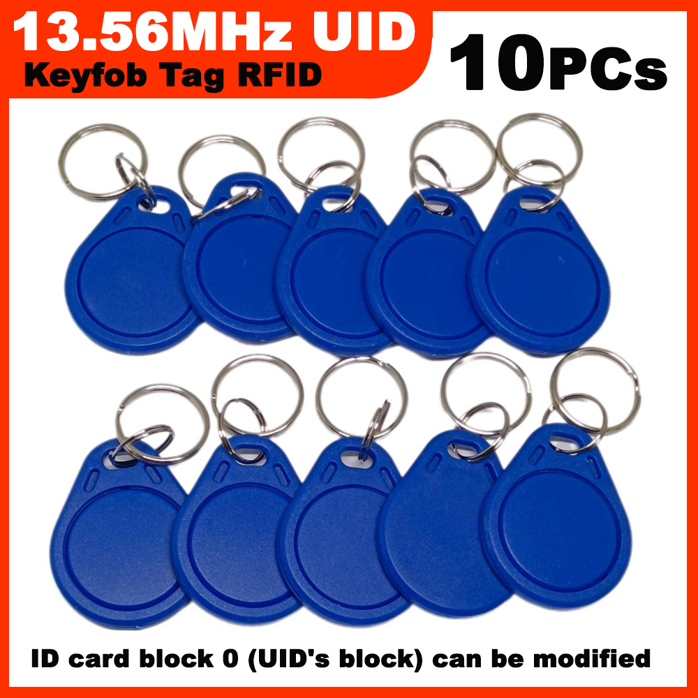 10PCs Waterproof 13.56MHz UID Keyfob Tag RFID Access Control Clone Key Card Token Writable IC ...