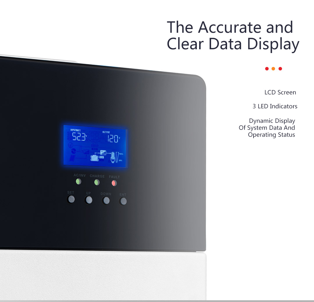 3KW Off Grid 24V Hybrid Solar Inverter 60A Built In MPPT Controller ...