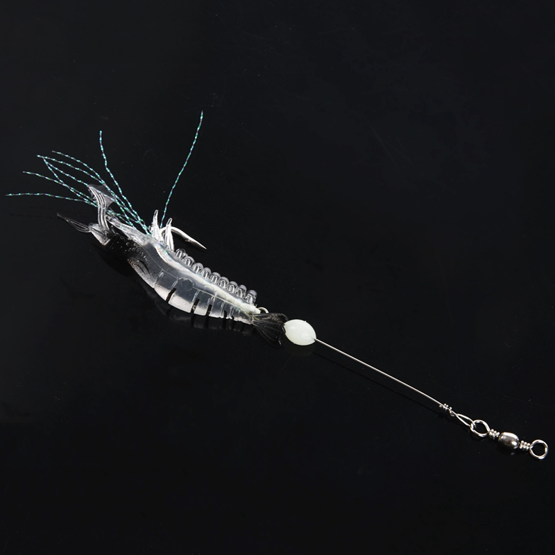 3Pcs/Lot Shrimp Soft Fishing Lure 9Cm 6G Artificial Bait with Luminous Bead Swivels Hook ...