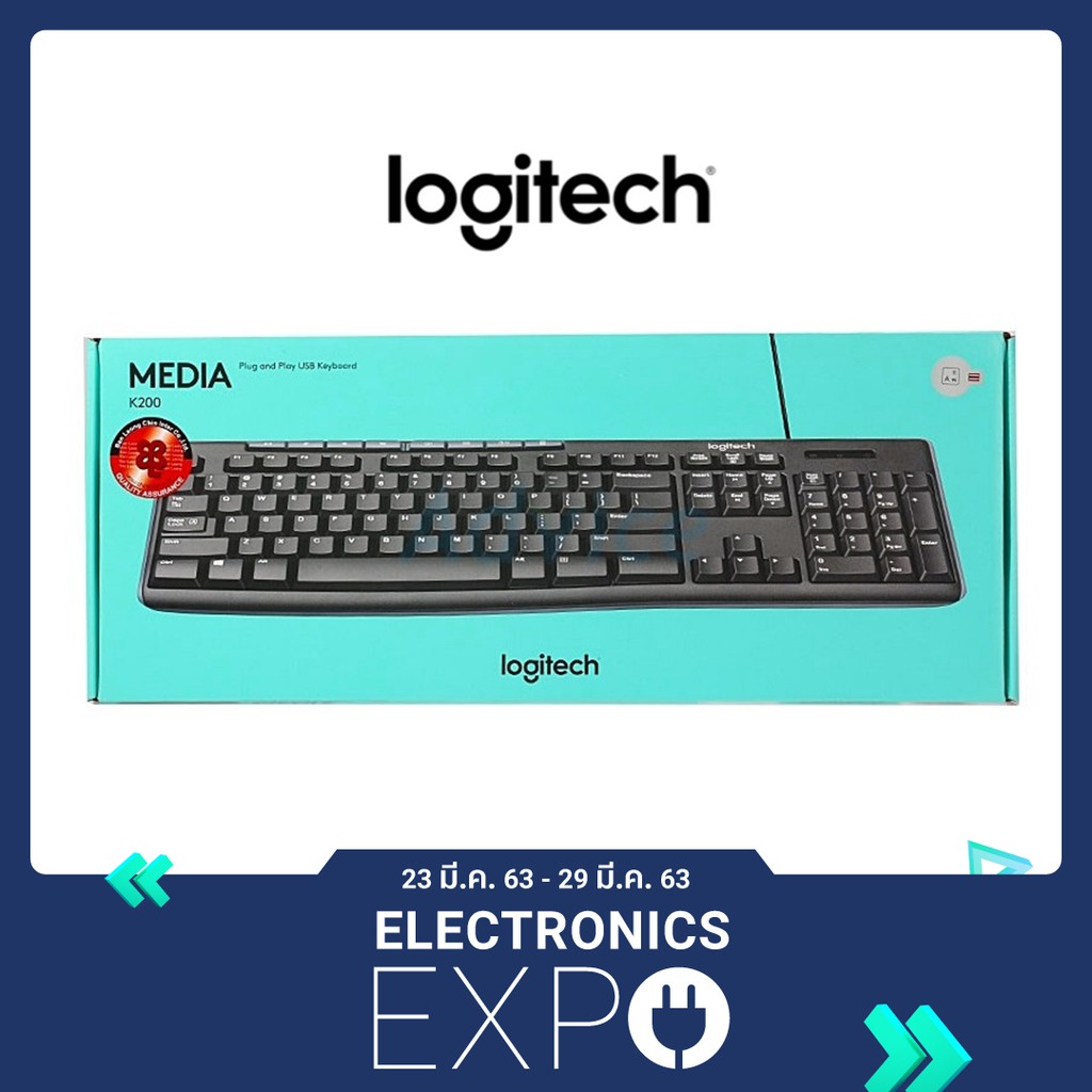 KEYBOARD (คีย์บอร์ด) LOGITECH K200 USB MEDIA (BLACK) คีย์ไทย-อังกฤษ ...