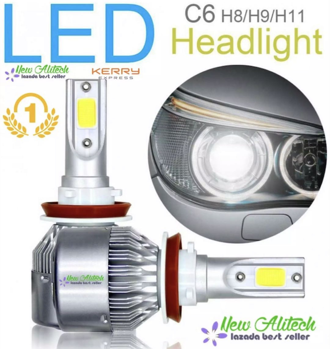 หลอดไฟหน้ารถ LED C6 ขั้ว H4 H7 H11 ความสว่าง 6000K ระบบ Lighting Focus ...