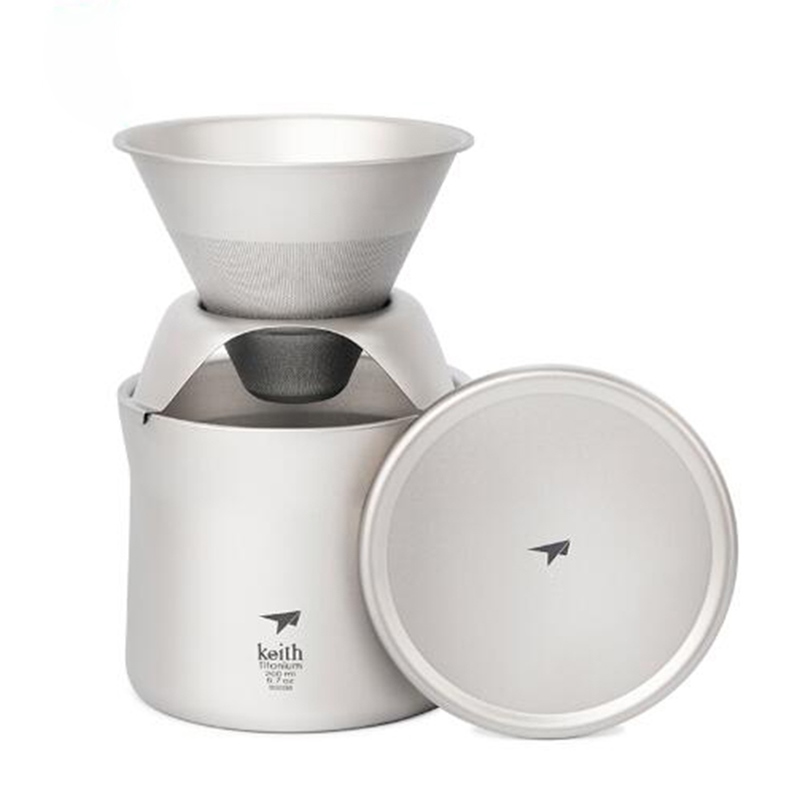 Keith Titanium Coffee Cup Set Coffee Pot Lightweight Pure Titanium Tea ...
