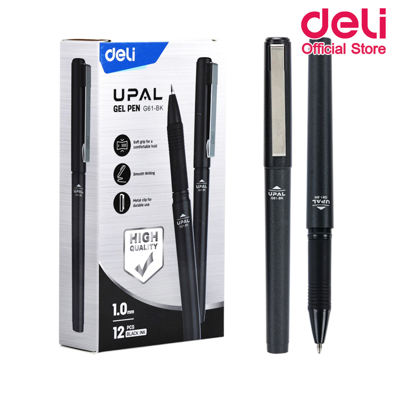 Deli ปากกาเจล หมึกน้ำเงิน 1.0mm (แพ็คกล่อง 12 แท่ง) Gel Pen G61 ปากกา อุปกรณ์การเรียน เครื่อง ...