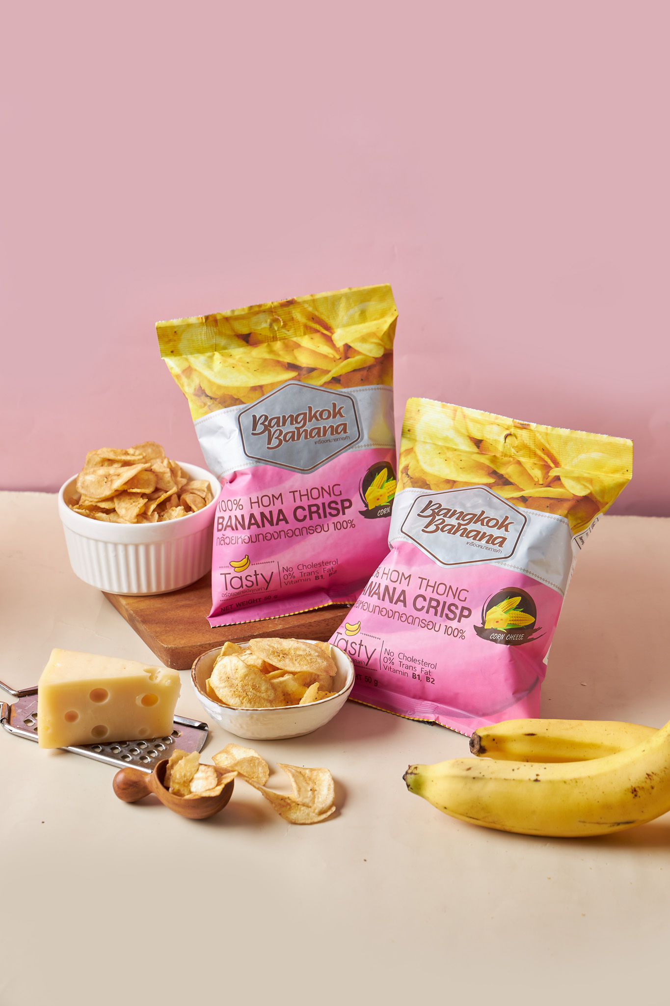 กล้วยกรอบ ตรา Bangkok Banana ขนาด 50 กรัม รสข้าวโพดอบชีส Banana Chips ...