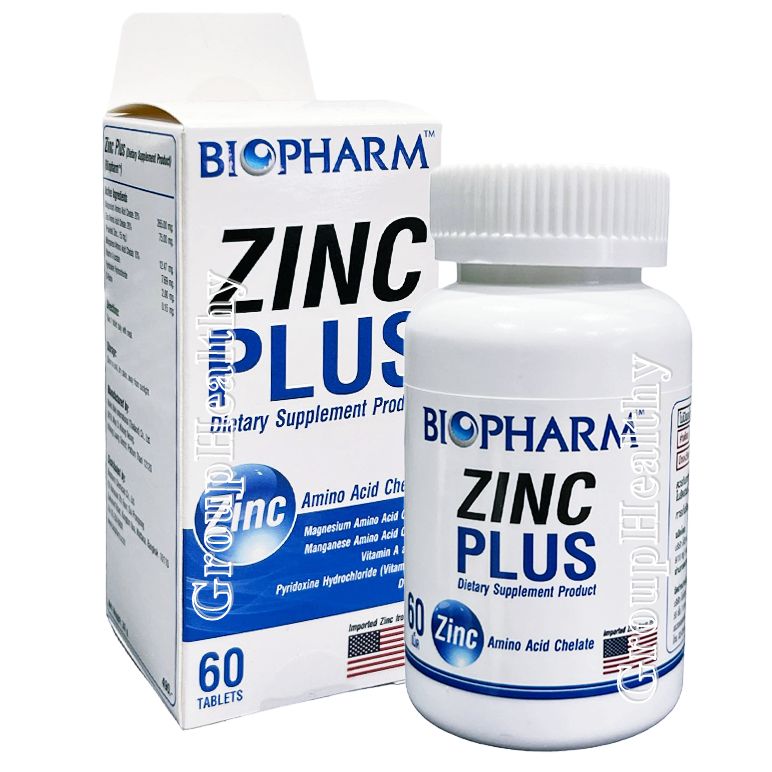 Biopharm Zinc Plus ไบโอฟาร์ม ซิงก์พลัส บำรุงผมและเล็บ 60เม็ด 1 ขวด ...