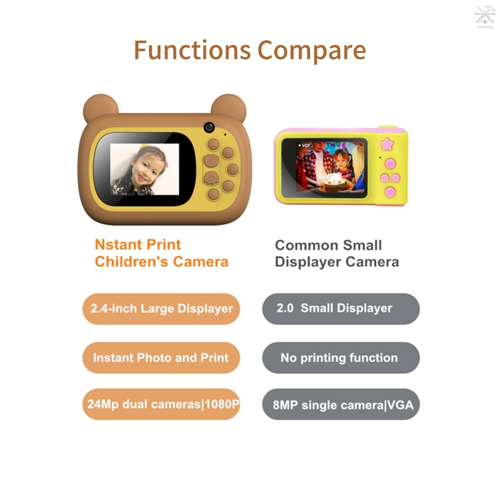 Ready stock A7 Kids Camera 1080P Digital Instant Camera Photo Printer ...