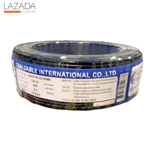 "ส่งทุกวัน"Global Cable สายไฟ THW IEC01 1x1.5 100เมตร สีดำ "คุณภาพดี ...