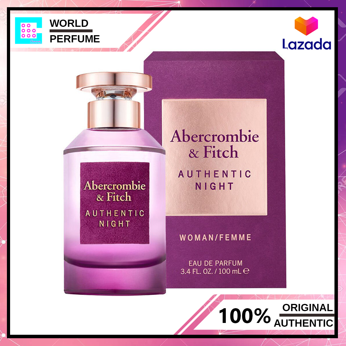 Abercrombie & Fitch Authentic Night EDP 100 ml. - WorldPerfume - ThaiPick