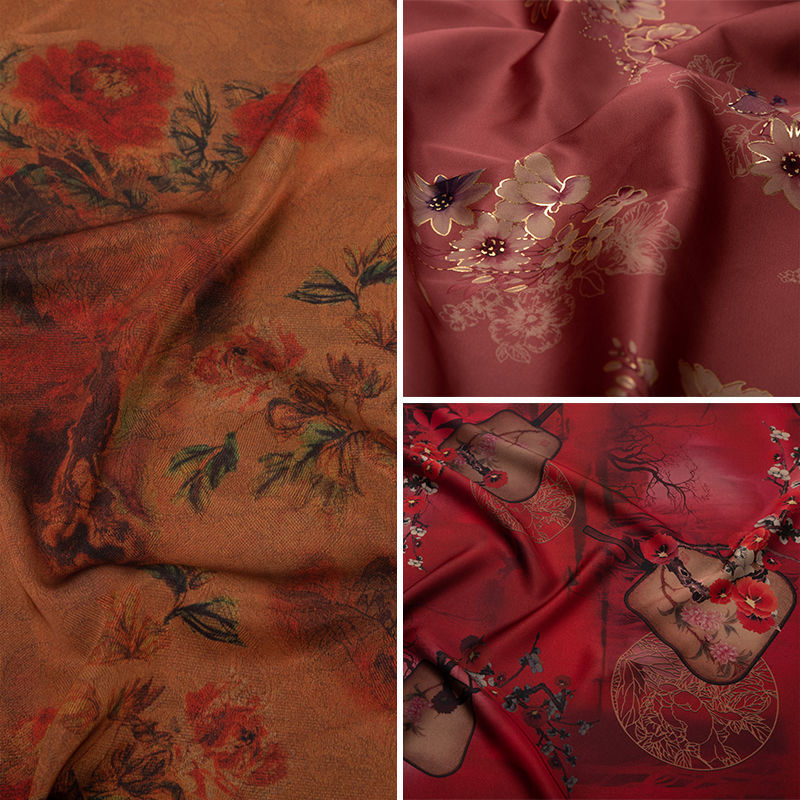 Printed copy of gambiered Canton gauze cloth high-grade suit cheongsam ...