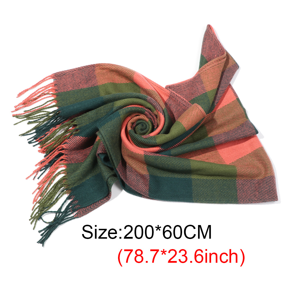 CANGCRU56383 Luxury Autumn Winter Women Warm Blanket Warm Tippet Cashmere Shawl Wrap Knitted ...