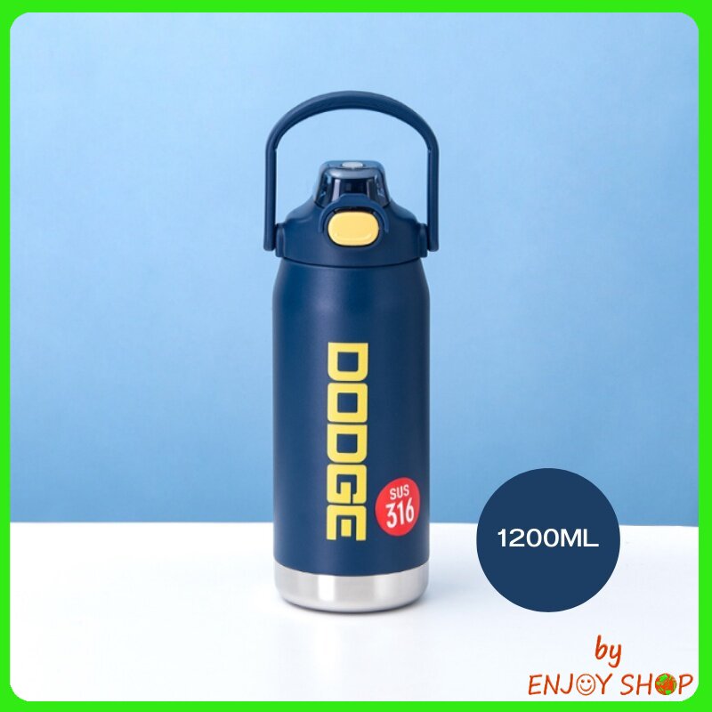 แก้วน้ำเก็บความเย็น กระบอกน้ำเก็บอุณหภูมิร้อนเย็น DODGE ขวดน้ำสแตนเลส 1200ML และ 950ML B741 ...