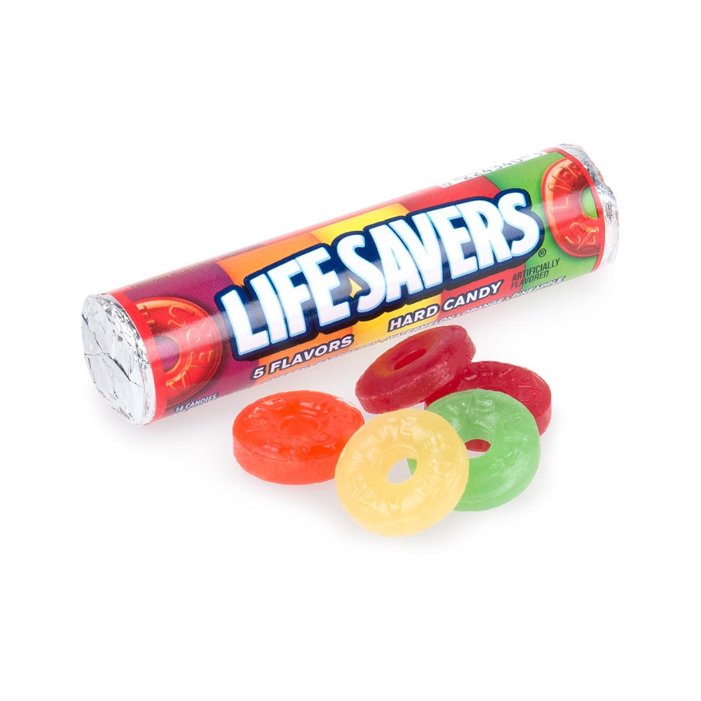 Life Savers Five Flavors Hard Candy, ลูกอมรสผลไม้ 5 รส, 1 ม้วน มี 14 ...