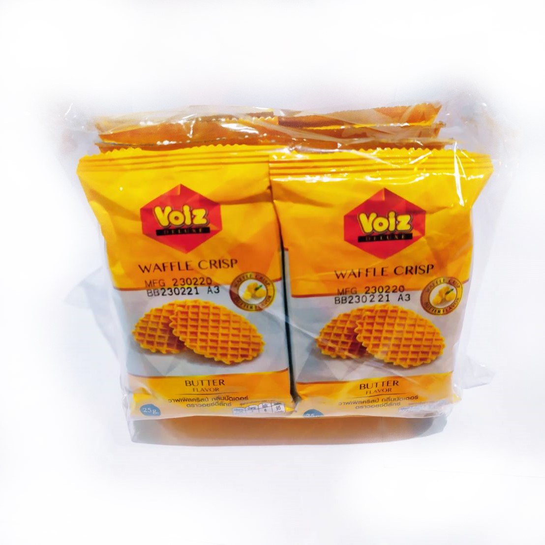 Voiz Waffle วาฟเฟิลคริสป์ กลิ่นบัตตเตอร์ ตรา วอยซ์ดีลักซ์ ขนาด 25 กรัม ...